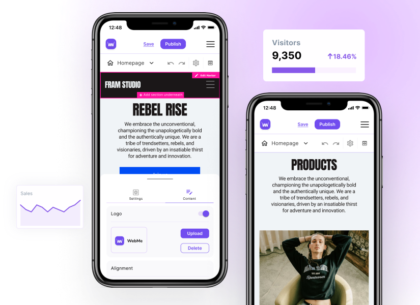 Mobile Website Builder: build website from your phone | Webme.com Mobile Website Builder: build website from your phone | Webme.com